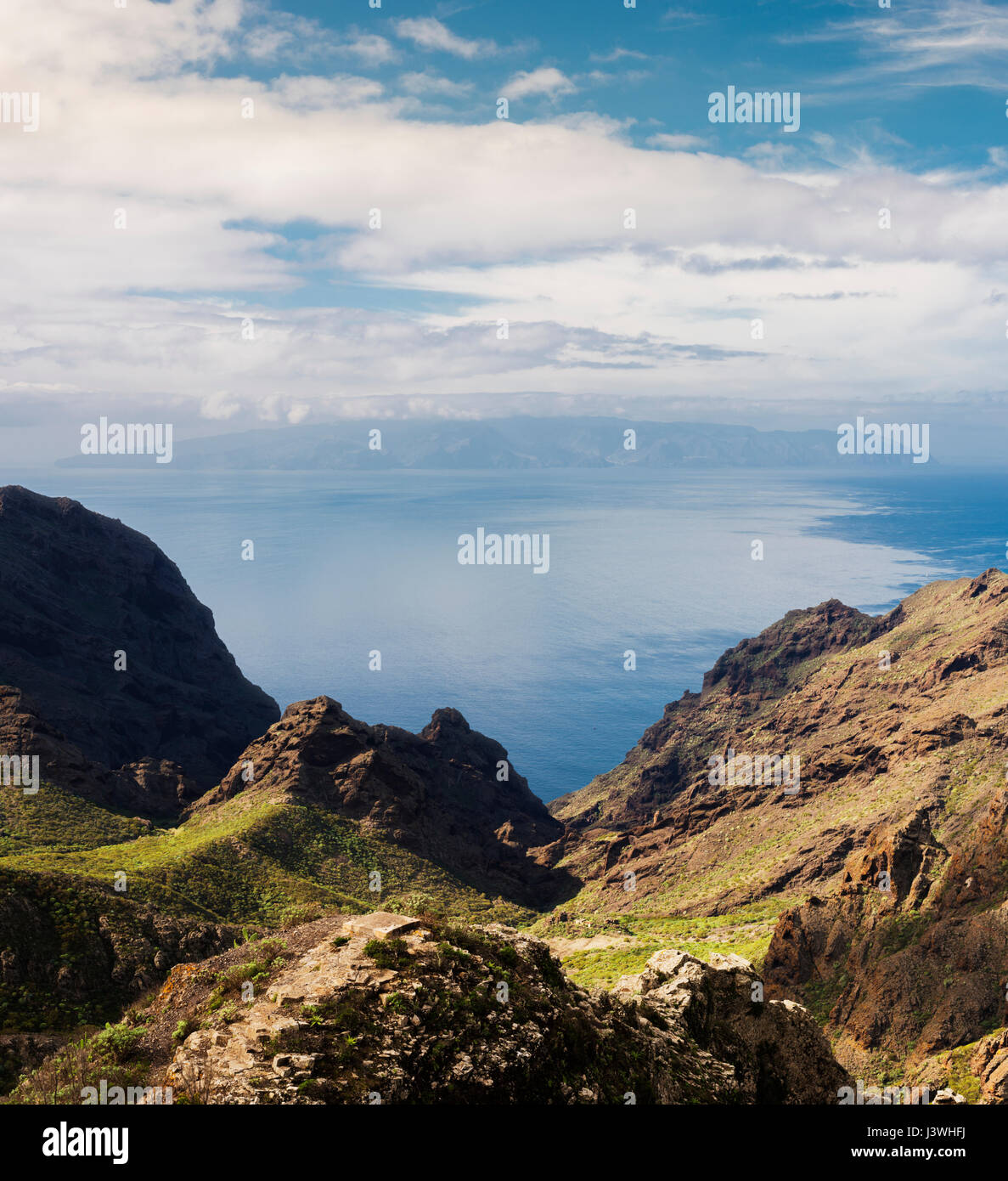 The volcanic landscape of the Teno Massif in western Tenerife cut by ...