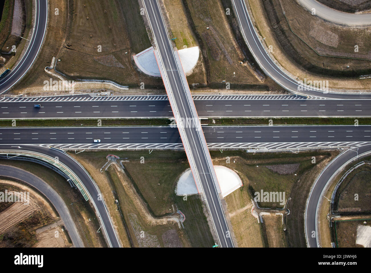Intersection of highways top of view Stock Photo - Alamy