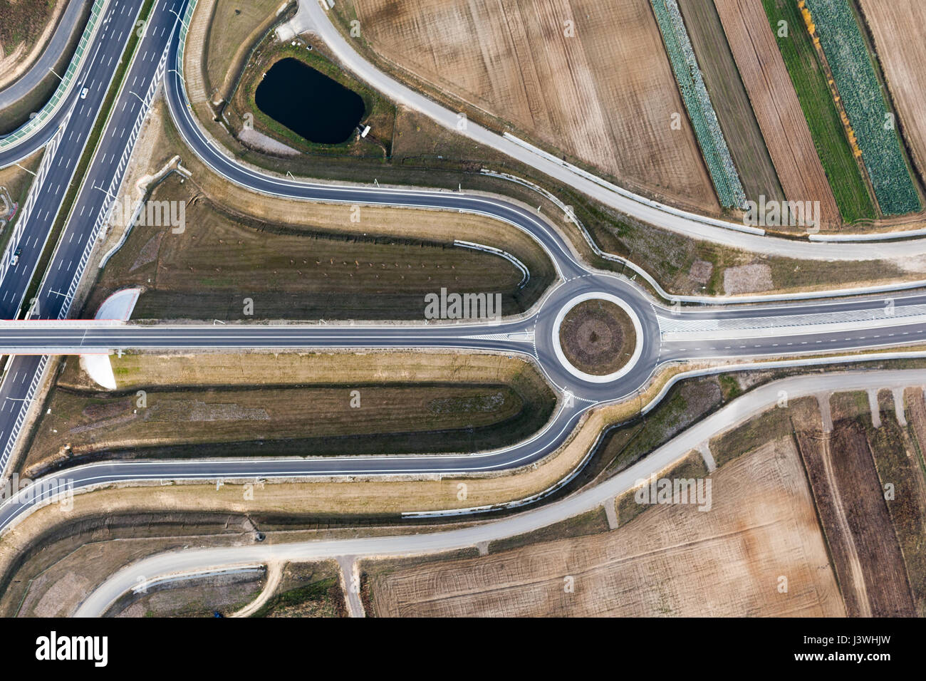 Intersection of highways top of view Stock Photo - Alamy