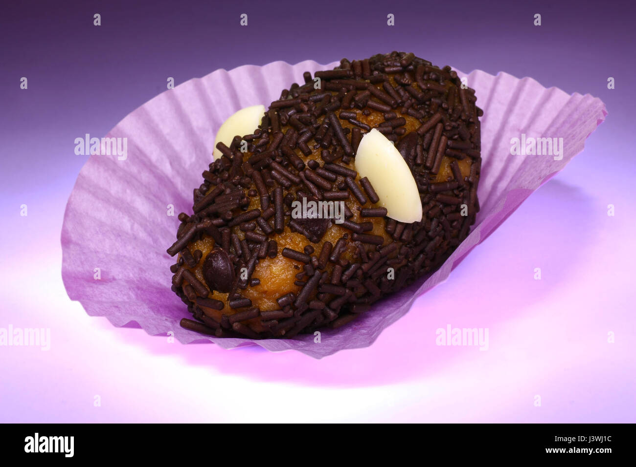 Grebeaud chocolate chip cookie mouse in purple crepe paper and ...