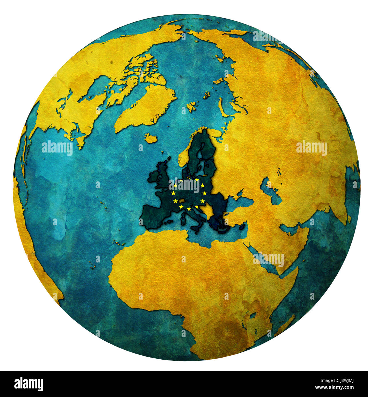 location of european union with flag of eu over territory of european ...