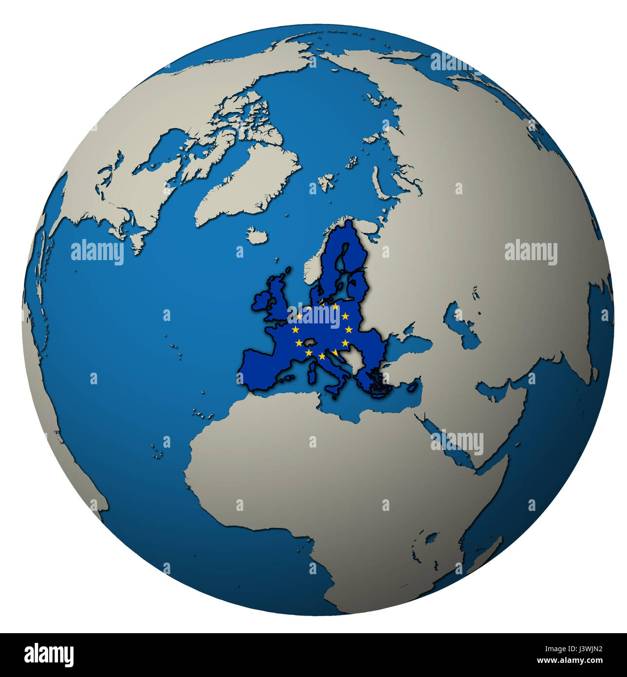 location of european union with flag of eu over territory of european ...