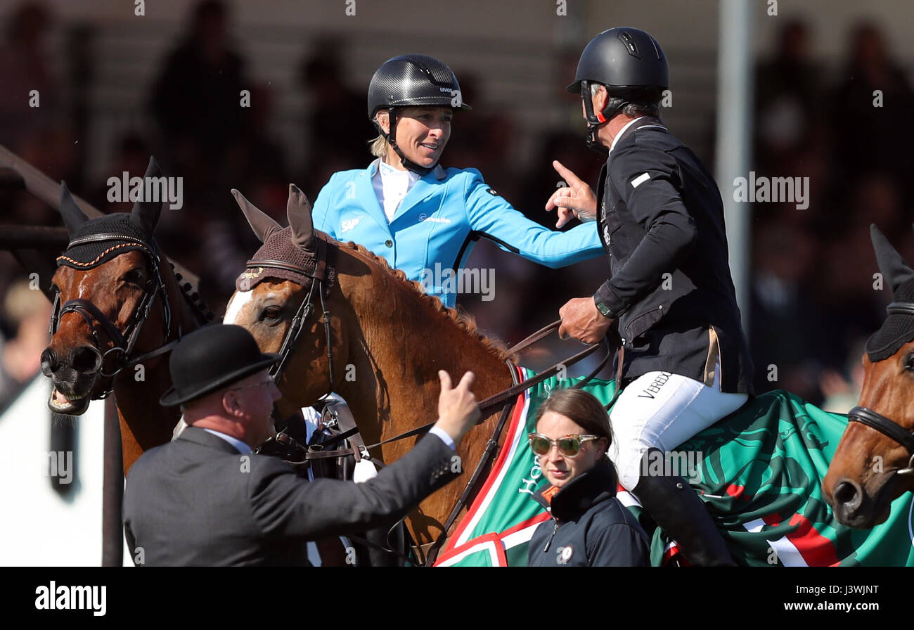 New Zealand's Andrew Nicholson on Nereo is embraced by Germany's Ingrid ...