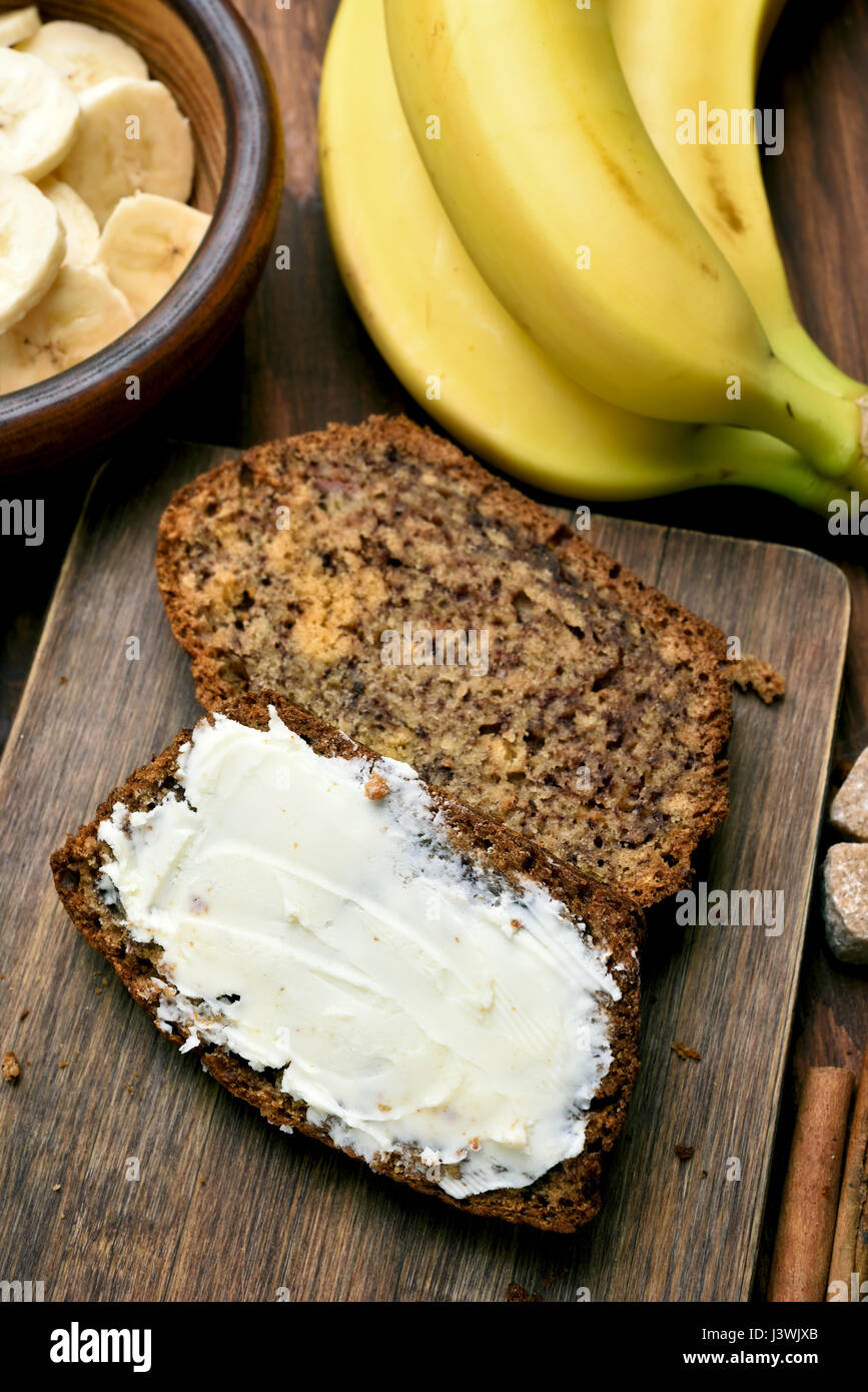 Slice of banana bread for breakfast, top view Stock Photo - Alamy