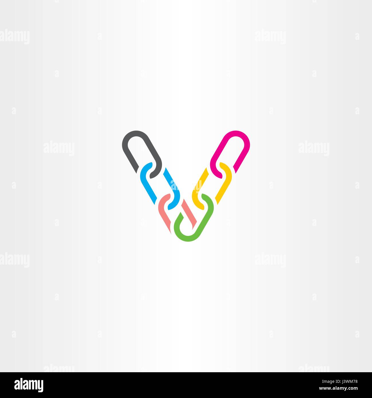 colorful v letter v chain link vector logo icon symbol Stock Vector ...