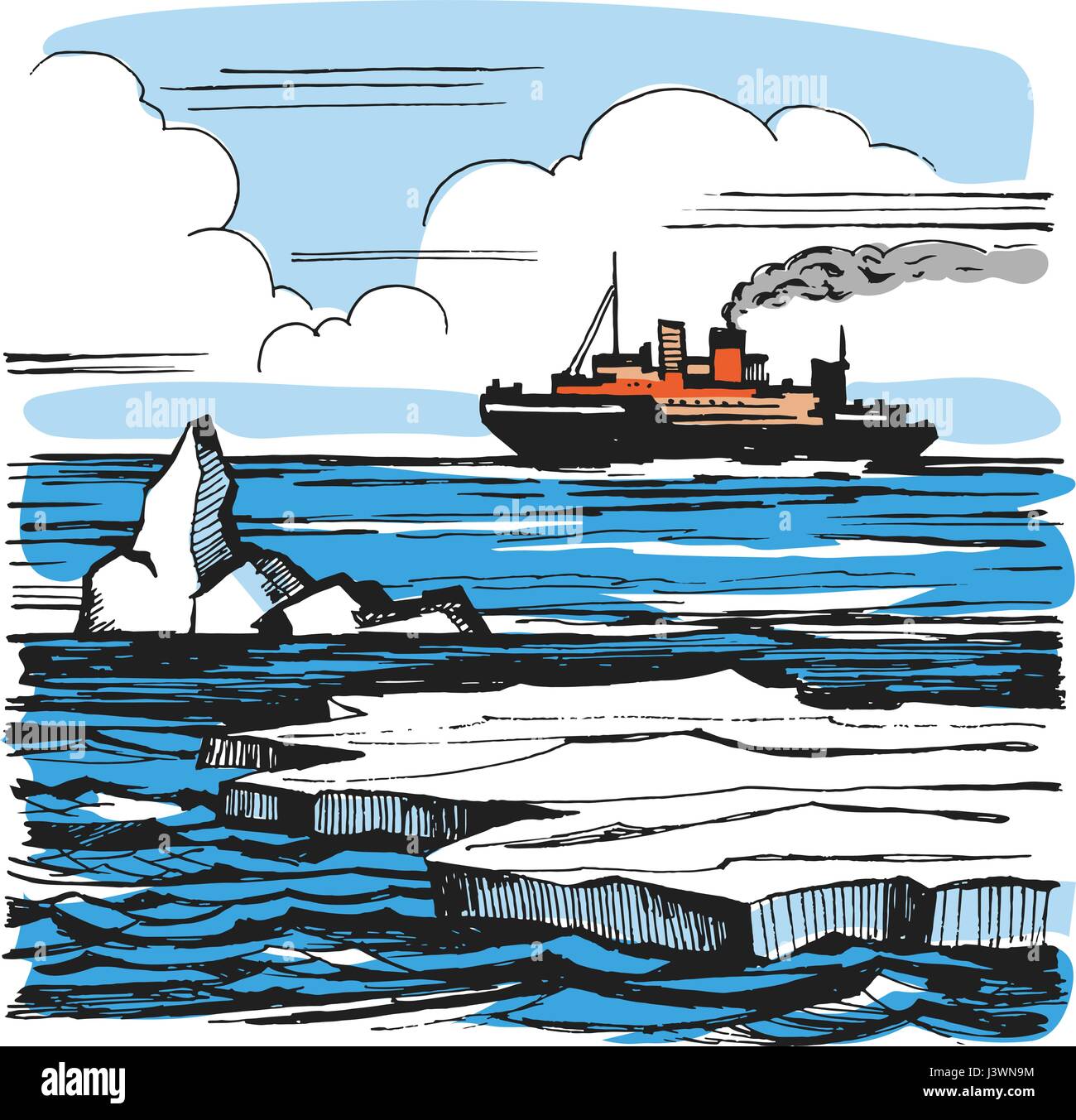 Mountain landscape blue sea Stock Vector Images - Alamy