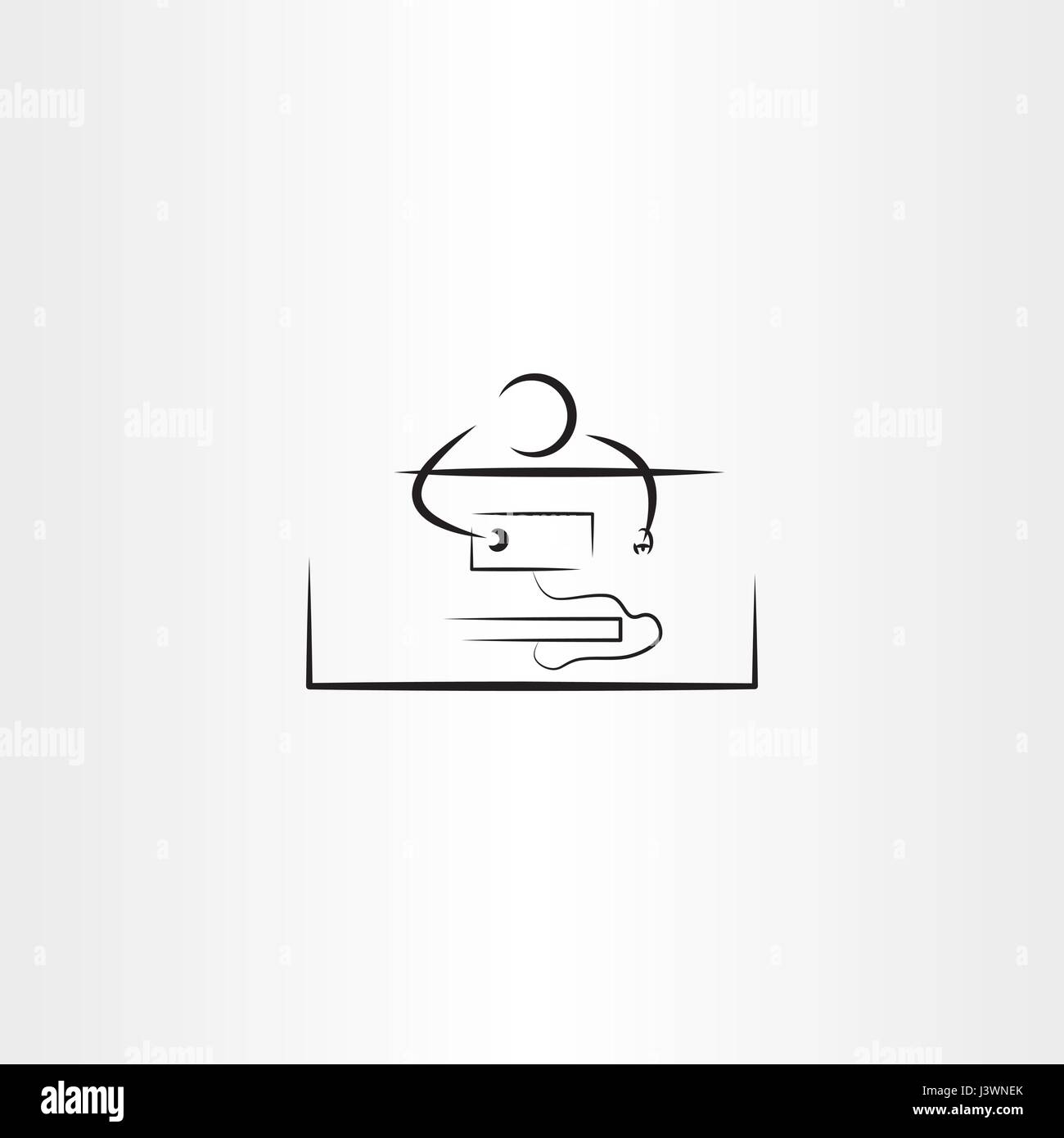 Businessman sit on computer Stock Vector Images - Alamy