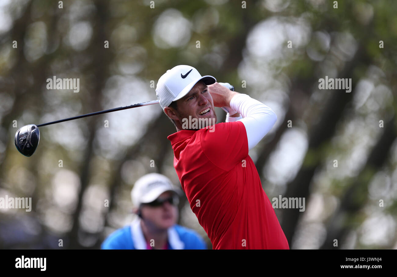 Denmark's Lucas Bjerregaard teeing off on the second hole in the final ...