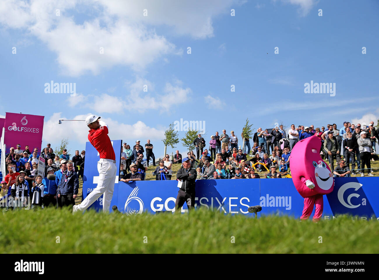 Denmark's Lucas Bjerregaard teeing off on the first hole in the final ...