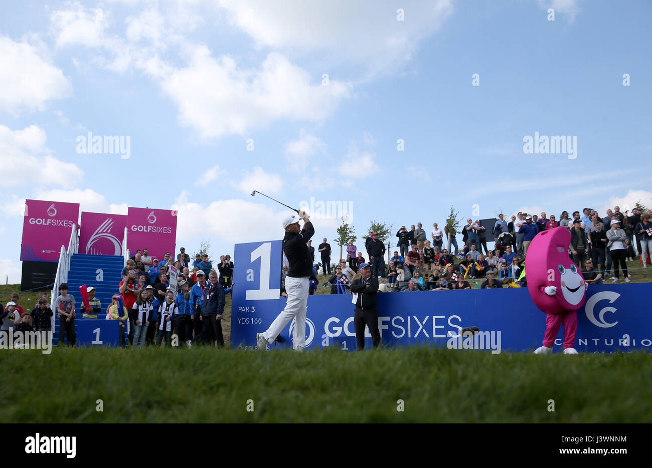 Australia's Sam Brazel teeing off on the first hole in the final during ...
