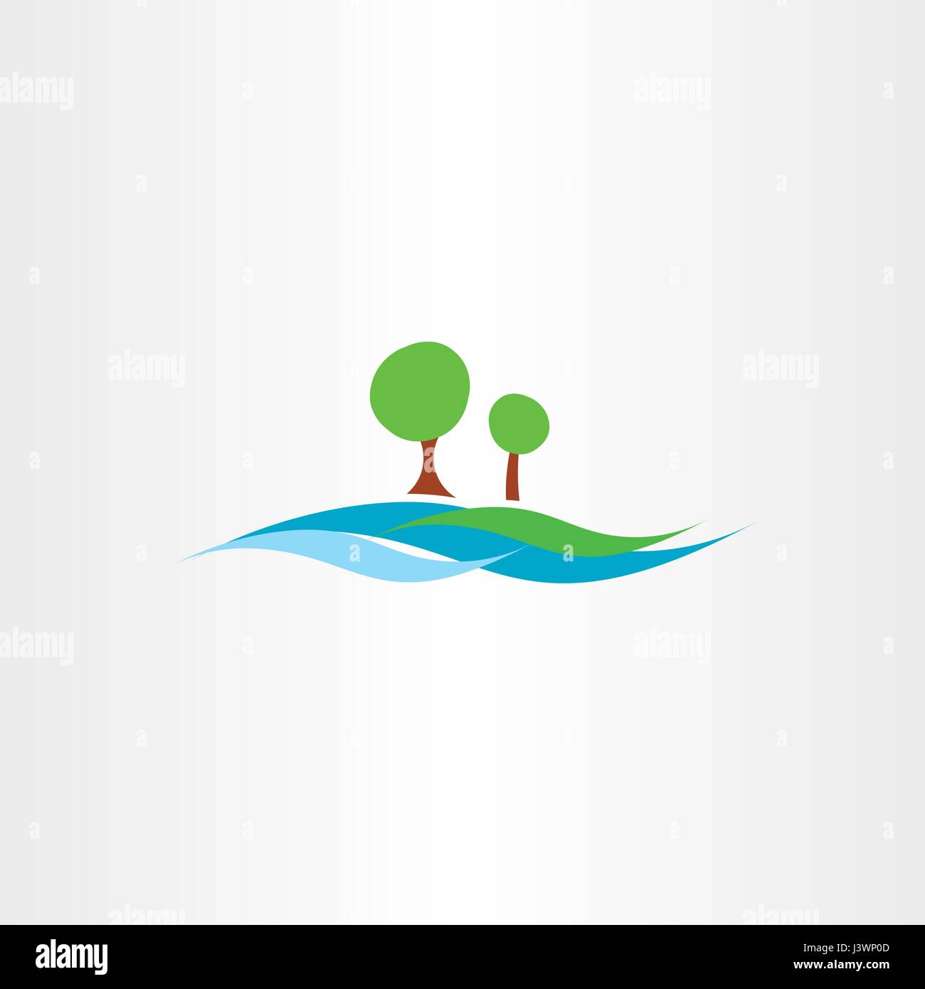 river water flow and tree landscape icon vector Stock Vector Image ...