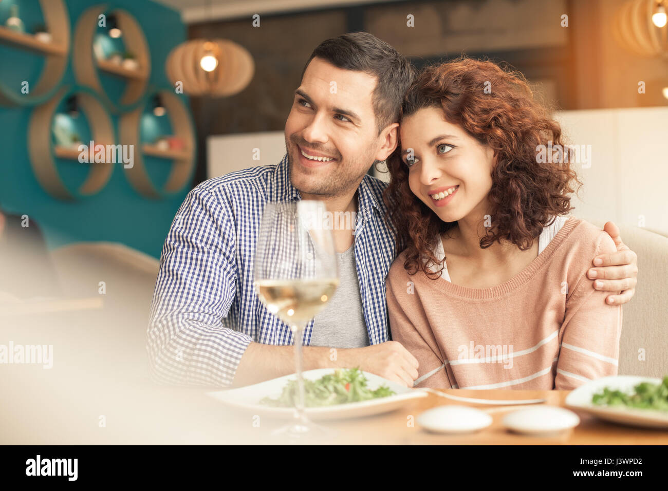 Nice looking couple in cafe Stock Photo - Alamy