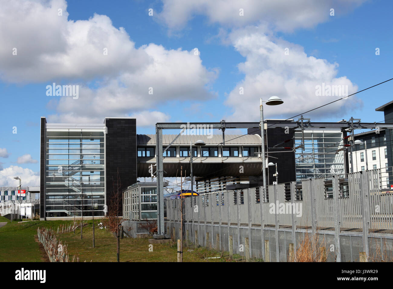 Edinburgh Park railway station, a stop on the outskirts of Edinburgh on ...