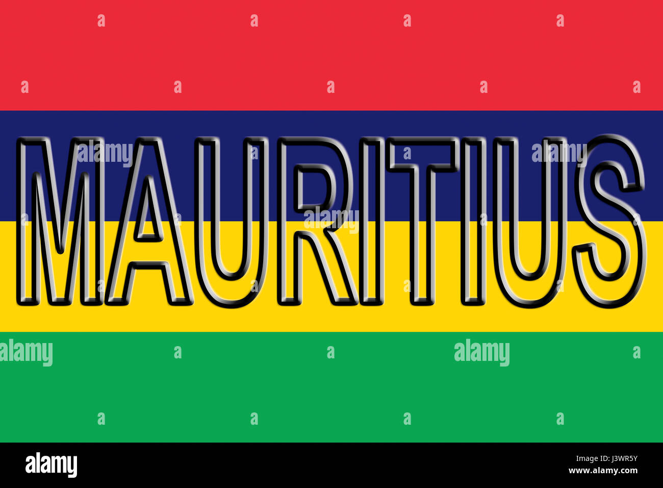 Illustration of the national flag of Mauritius with the country written ...