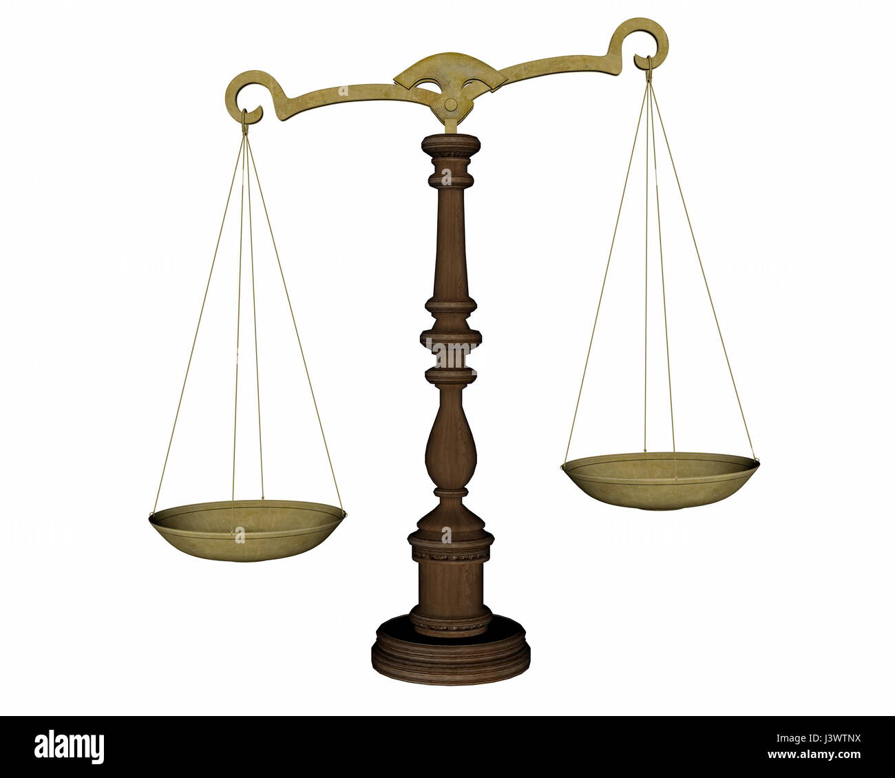 Ancient justice balance isolated in white background - 3D render Stock ...