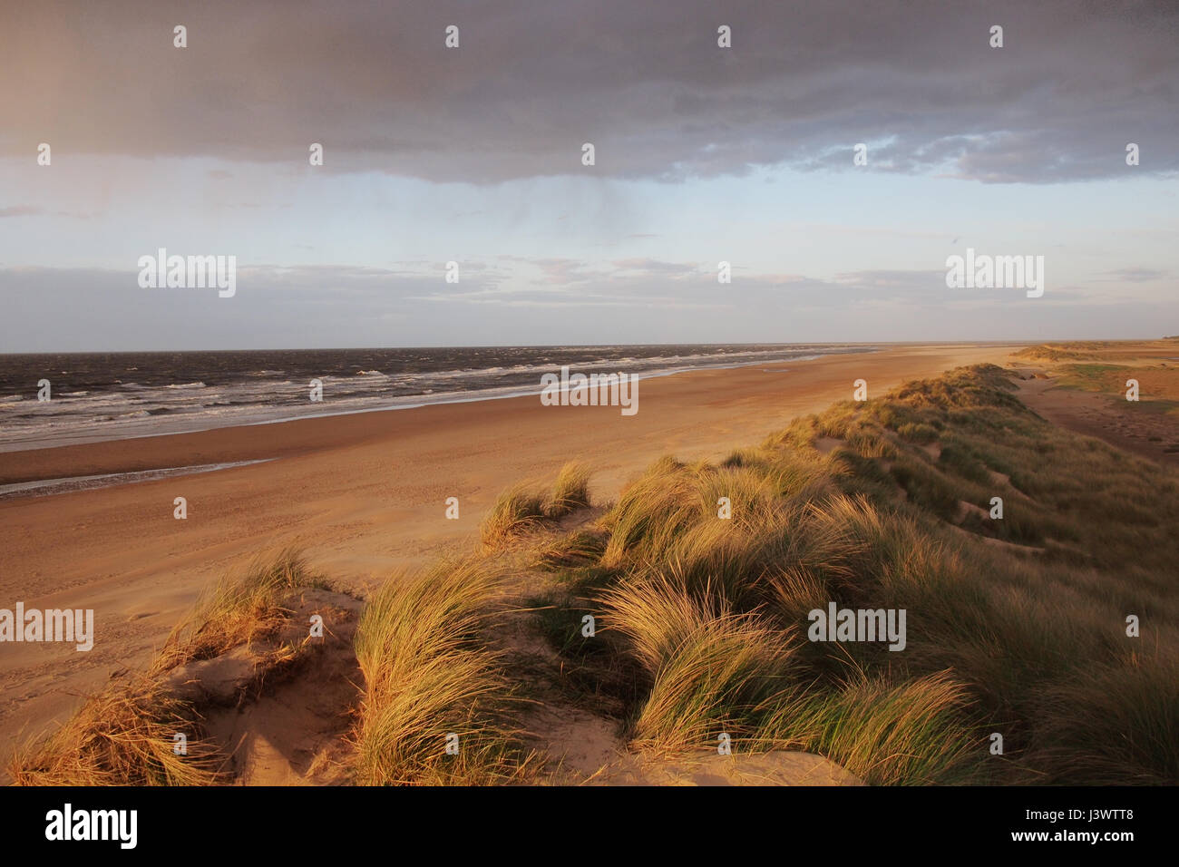 Sunset on Sand Dunes at Holkham Beach, Wells-Next-The-Sea, Norfolk ...