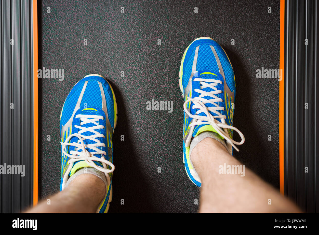 Treadmill in gym, top view Stock Photo - Alamy