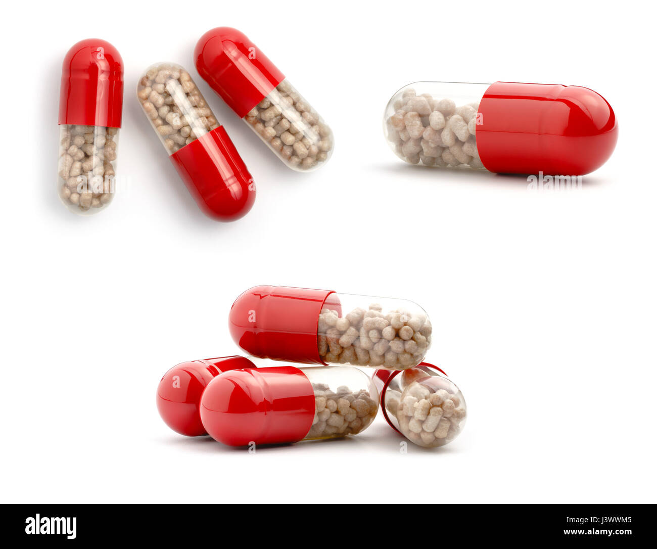 Pills set on white background, isolated Stock Photo - Alamy