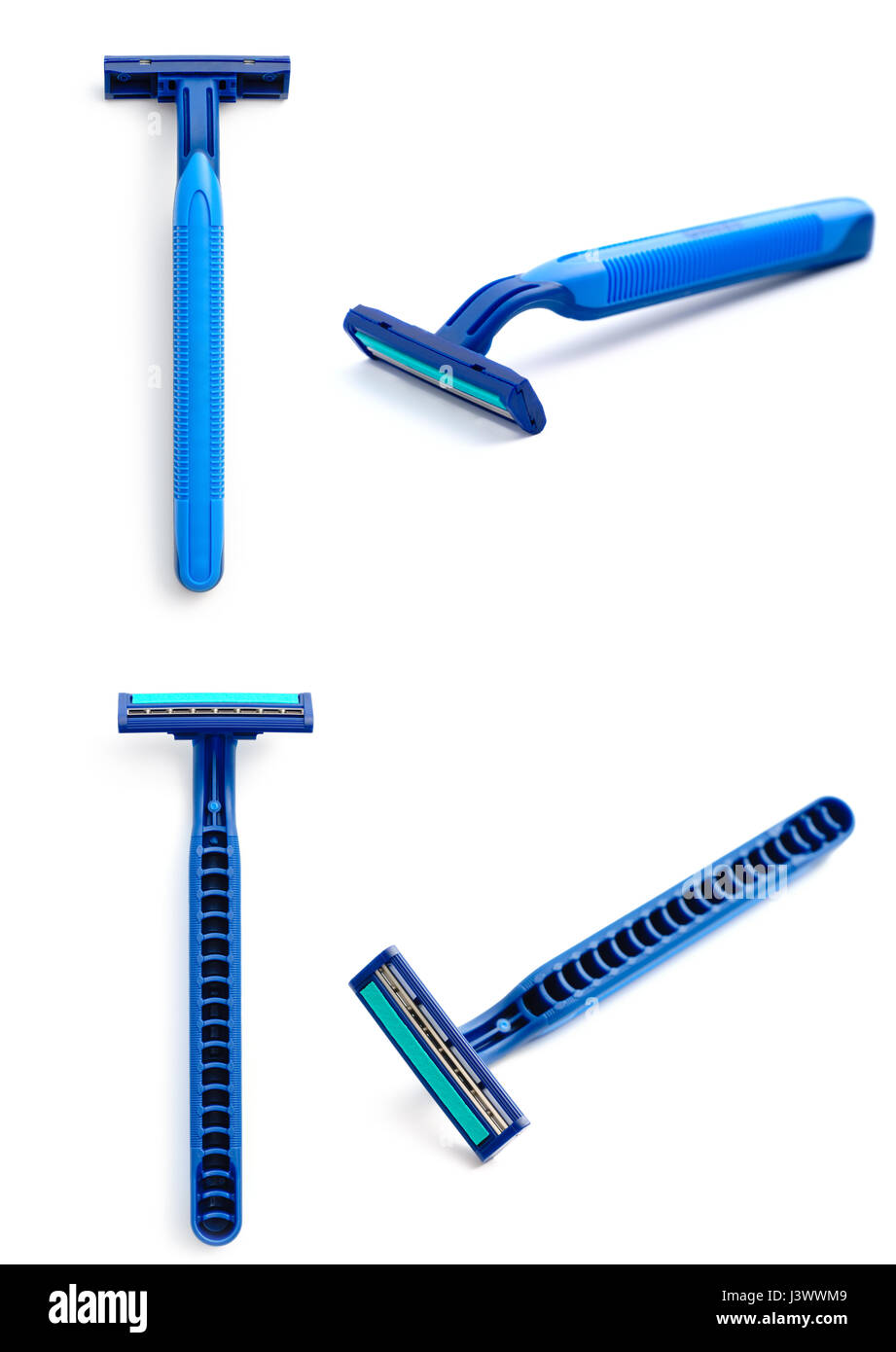 Razor blade set, on white background, isolated Stock Photo - Alamy