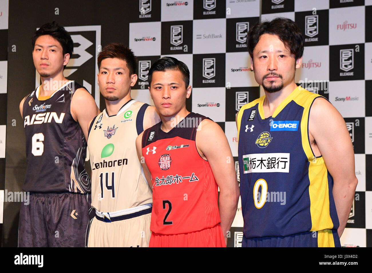 Tokyo, Japan. 8th May, 2017. (L-R) Makoto Hiejima (SeaHorses), Ryuichi Kishimoto (Golden Kings ...