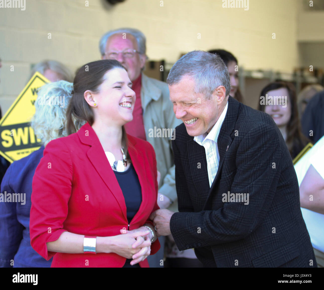 Milngavie, UK. 8th May, 2017. Jo Swinson and Willie Rennie open the ...