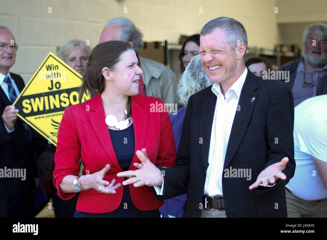 Milngavie, UK. 8th May, 2017. Jo Swinson and Willie Rennie open the ...