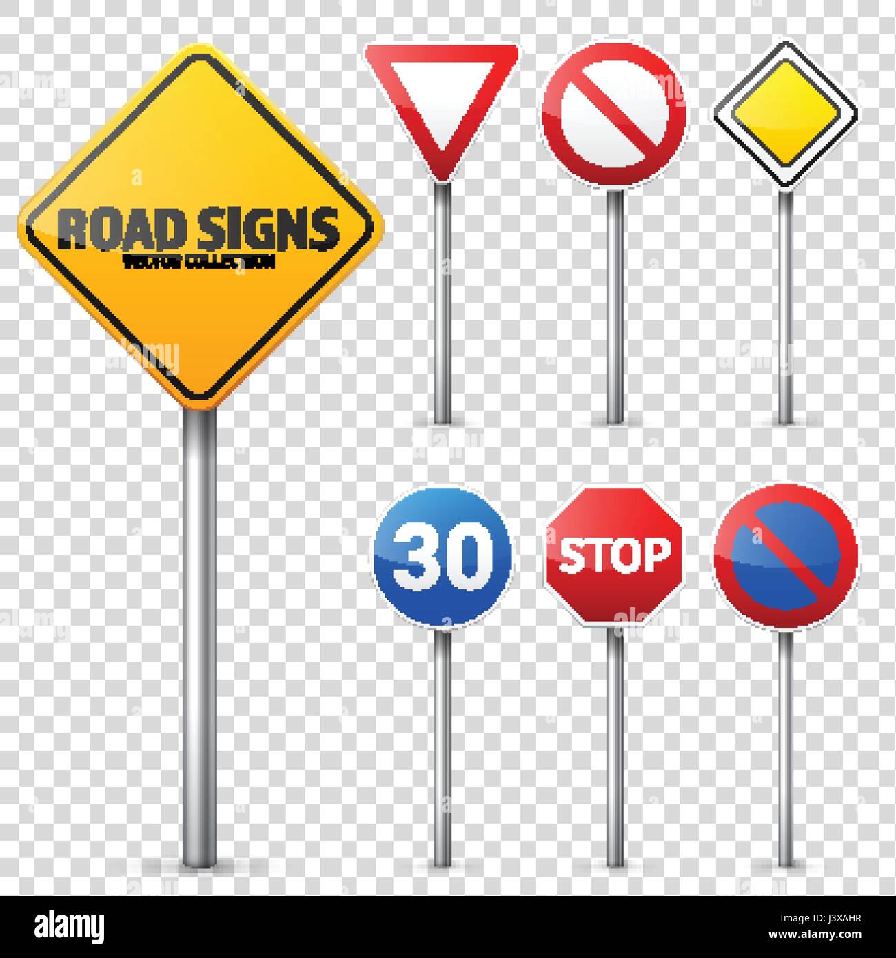 Road signs collection isolated on white background. Road traffic ...