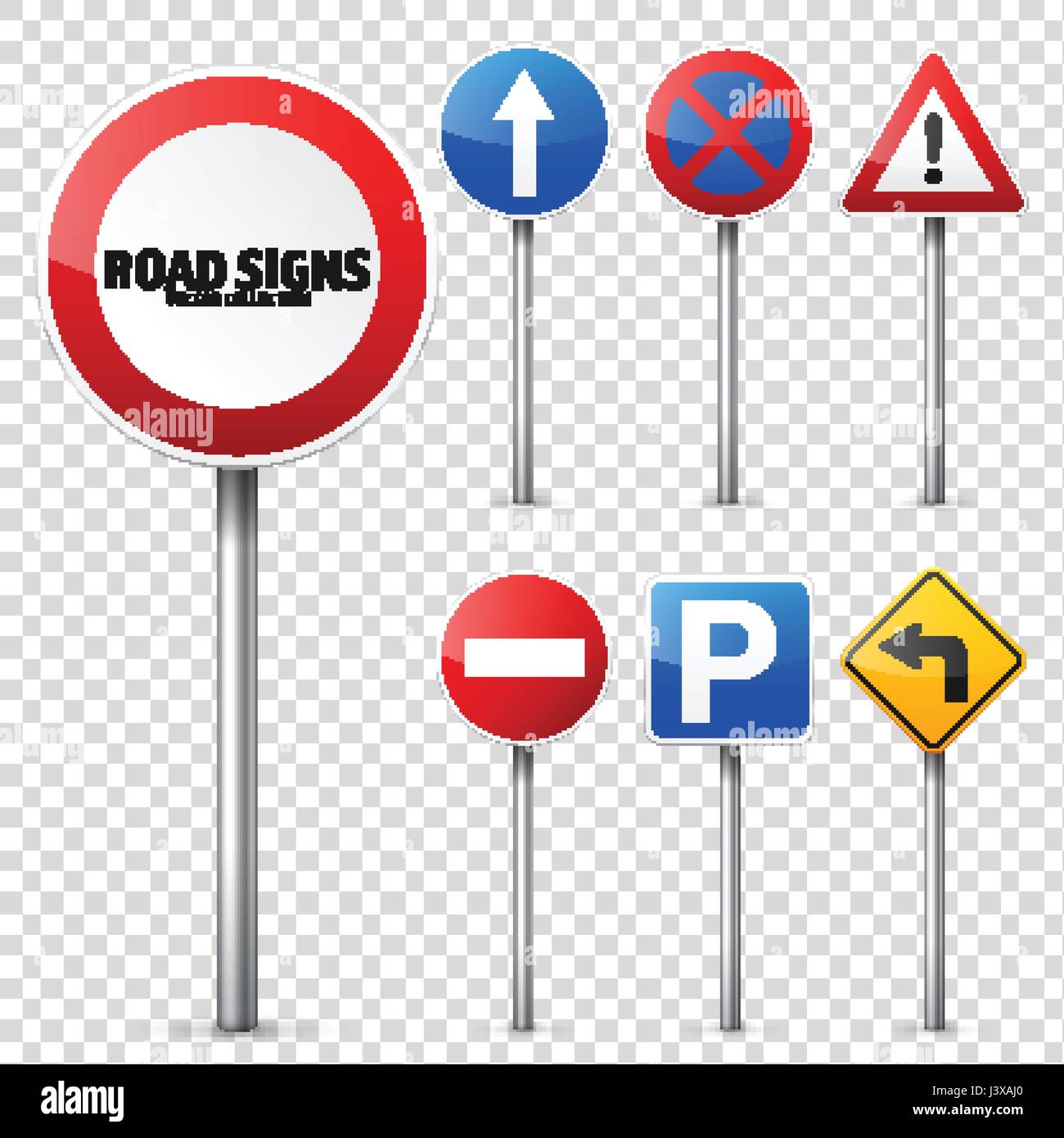 Road signs collection isolated on white background. Road traffic ...