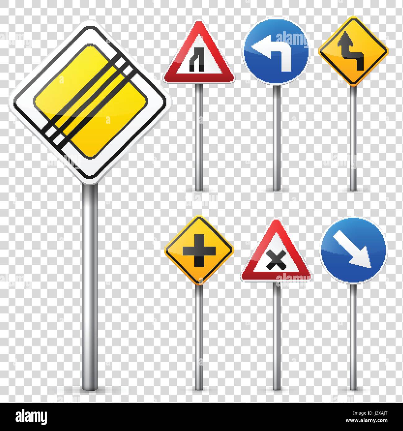 Road signs collection isolated on white background. Road traffic ...
