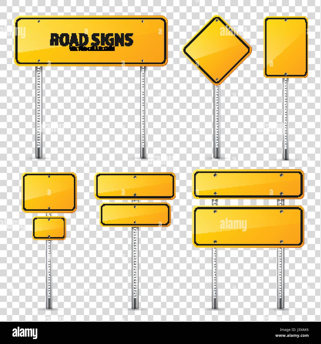 Road yellow traffic sign. Blank board with place for text.Mockup ...