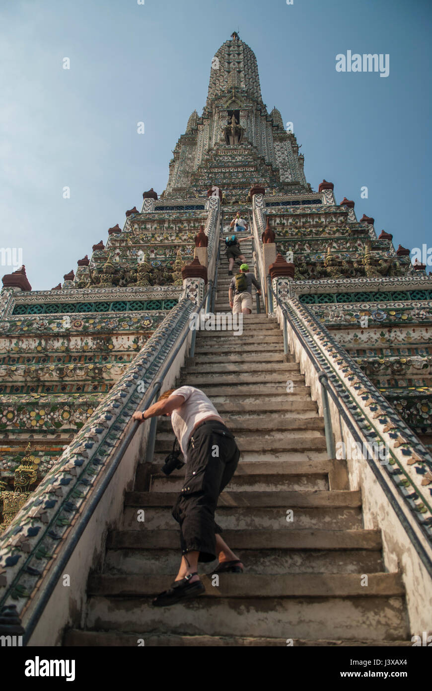 View of the steps up the Temple of Dawn, Bangkok Stock Photo - Alamy