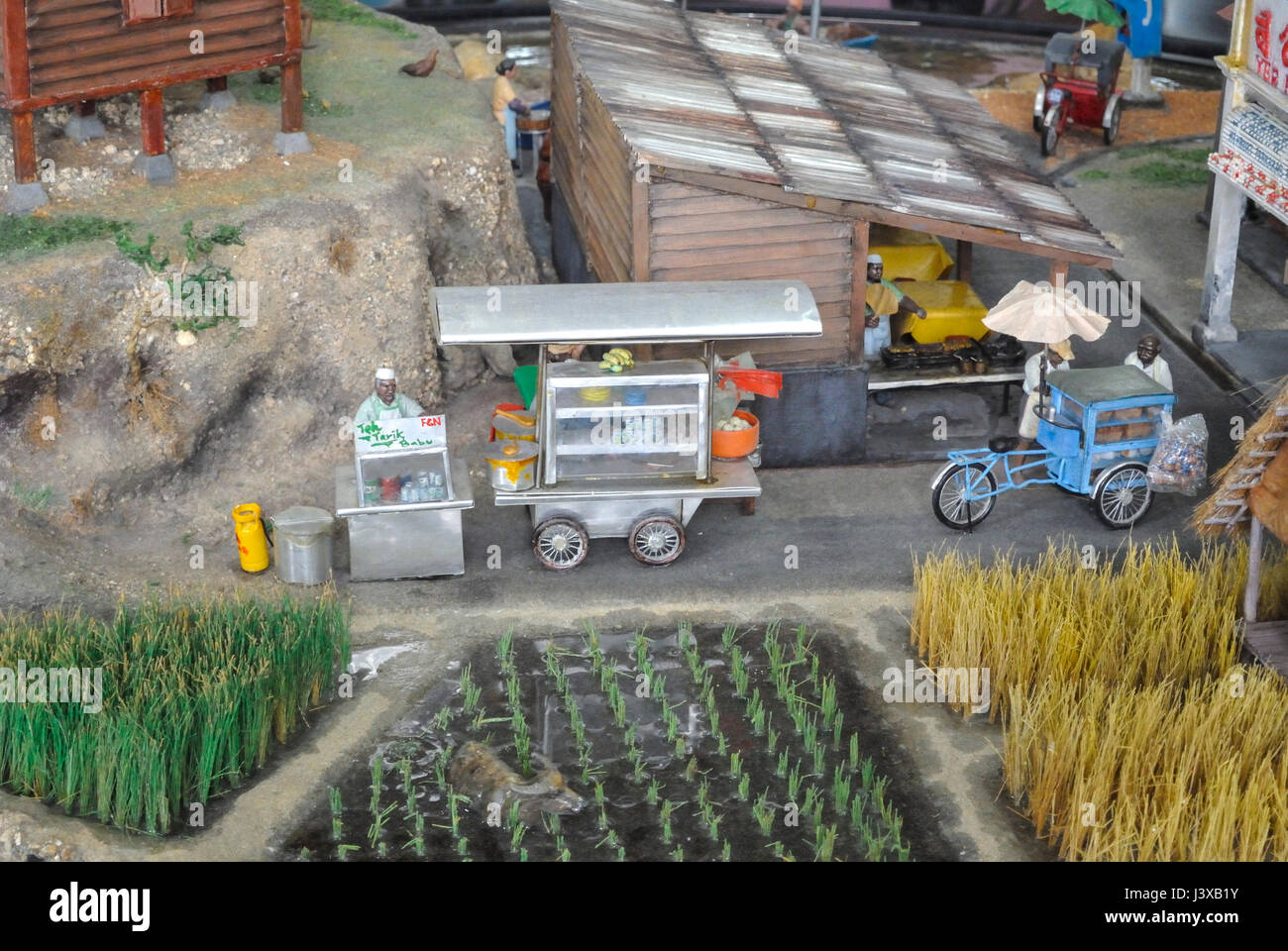 Small scale model of a typical Malaysian rural scene on display in ...
