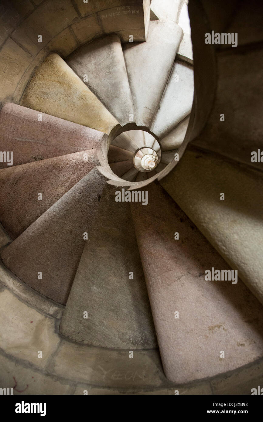 Sagrada Familia, interior view, spiralling staircase, Barcelona ...