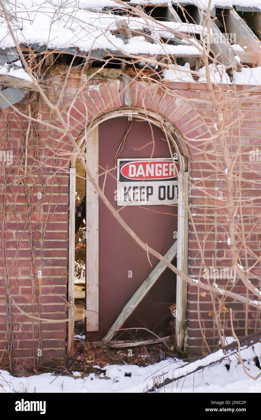 Danger keep out sign door hi-res stock photography and images - Alamy
