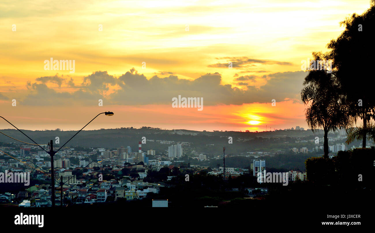 Sunset at Valinhos, SP - Brazil. City view from high angle Stock Photo ...