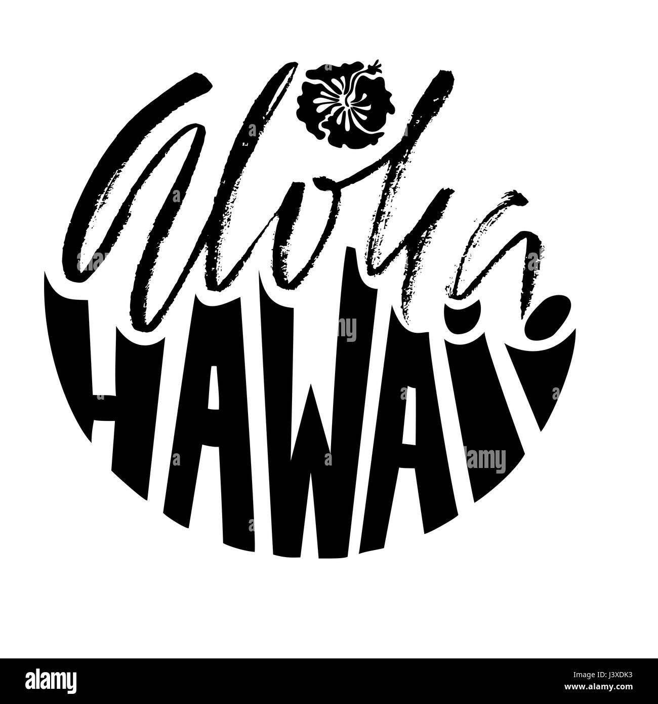 Hand drawn phrase Aloha Hawaii. Modern dry brush lettering design for ...