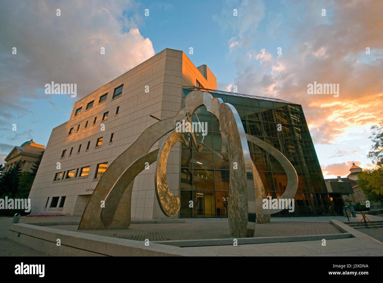 Steel sculpture "Justice" by Gordon Reeve near the Law Courts Building ...