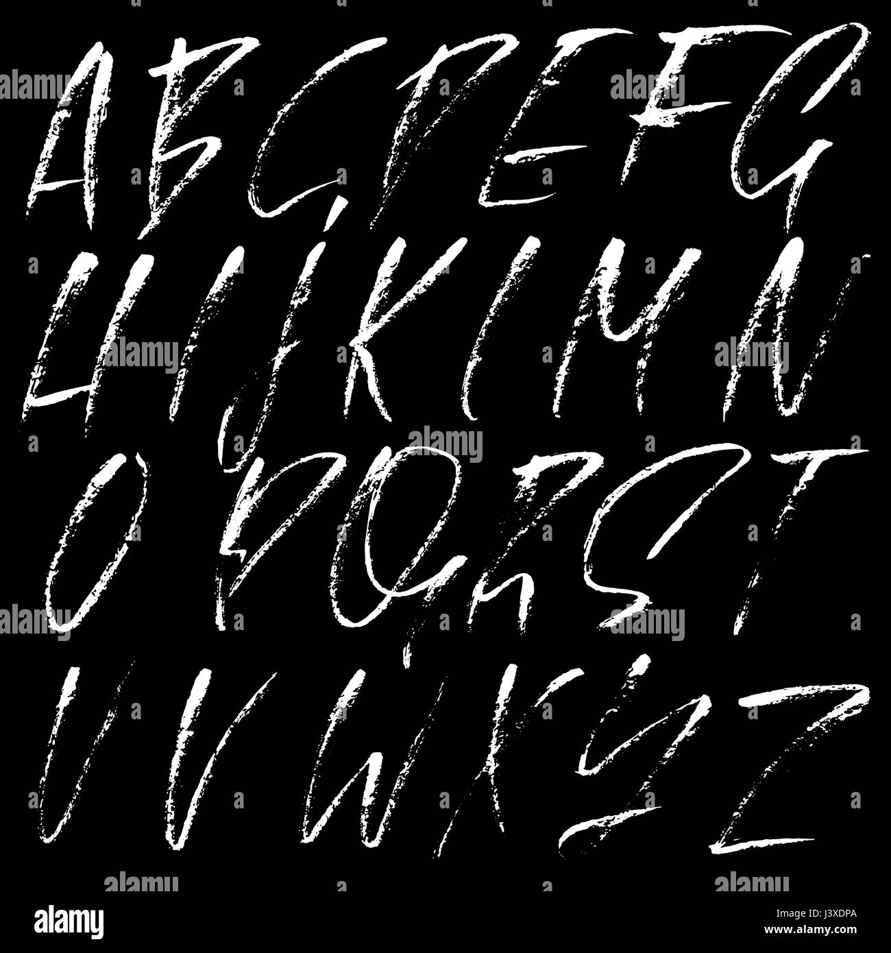 Hand drawn dry brush font. Modern brush lettering. Grunge style ...