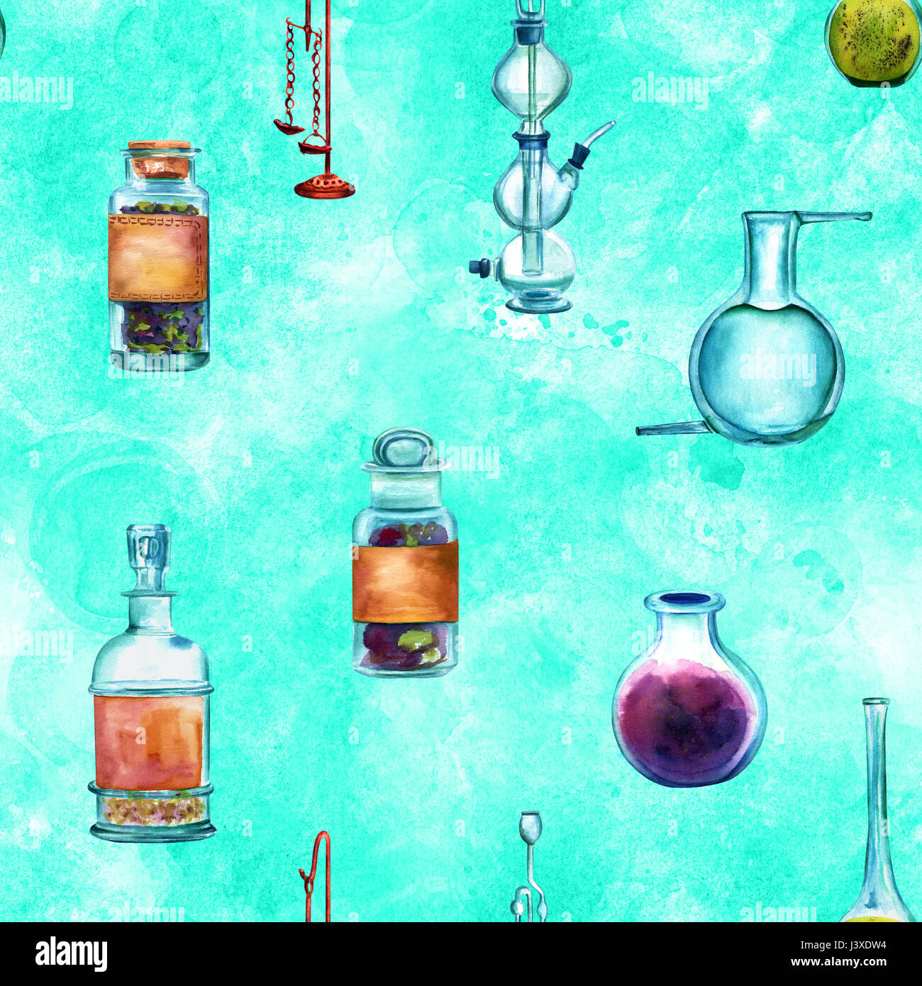 Vintage Science seamless background pattern with chemistry objects ...