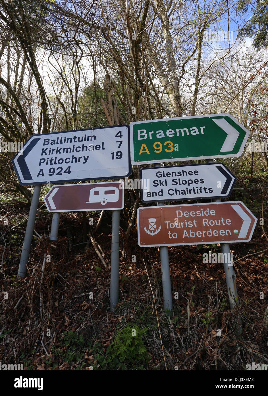 Road sign on Deeside Tourist Route to Aberdeen Bridge of Cally Scotland ...