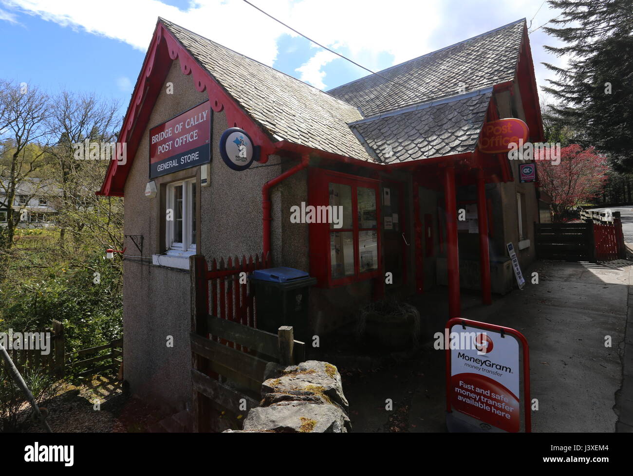 Exterior of Bridge of Cally Post Office Scotland April 2017 Stock Photo ...