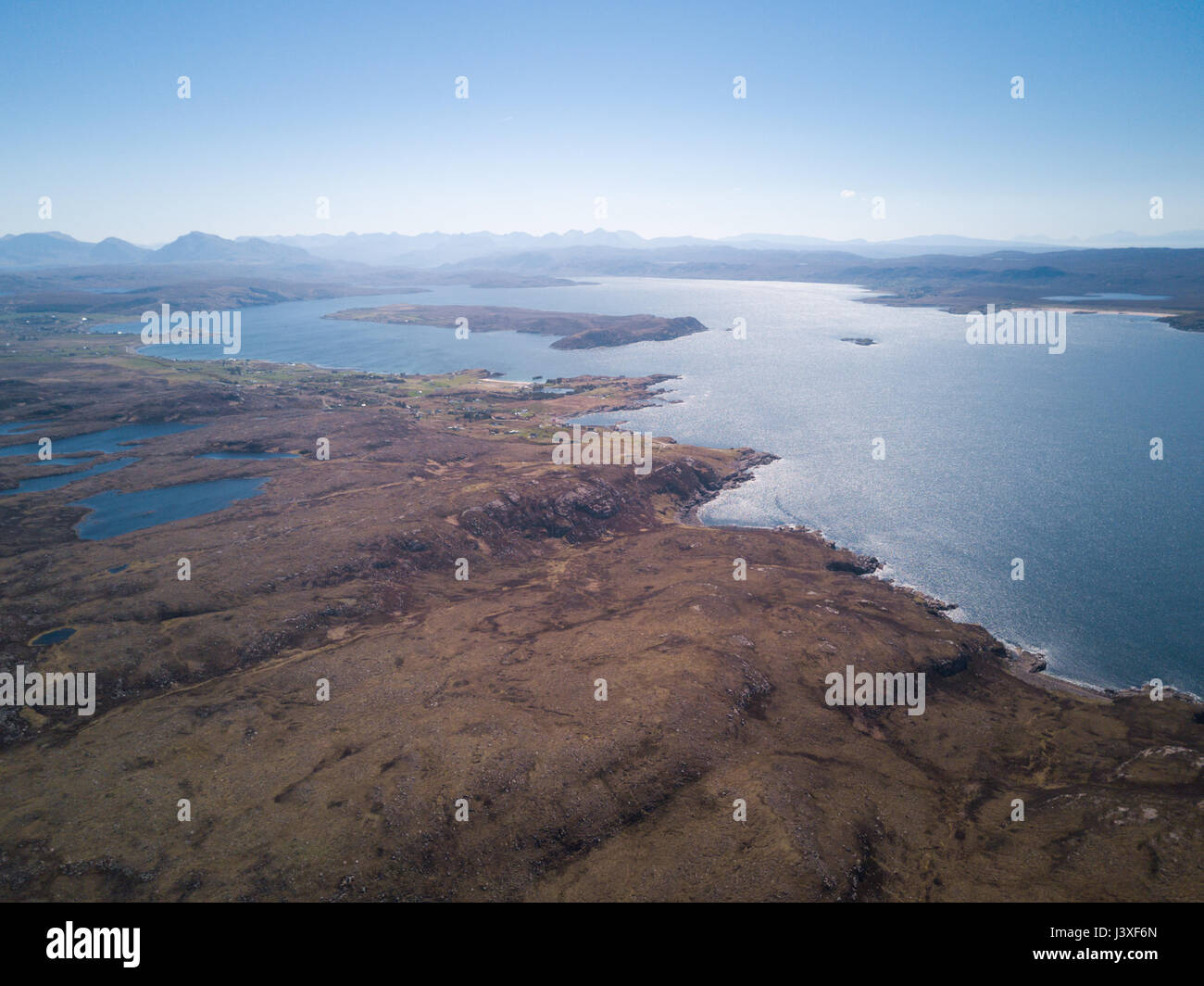 Aerial view of Loch Ewe in the Scottish Highlands near Aultbea Stock ...