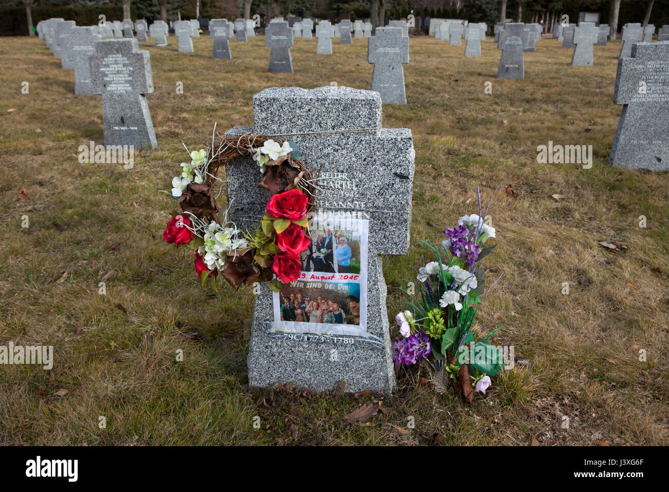 One of the graves of German soldiers on the ground of the German War ...