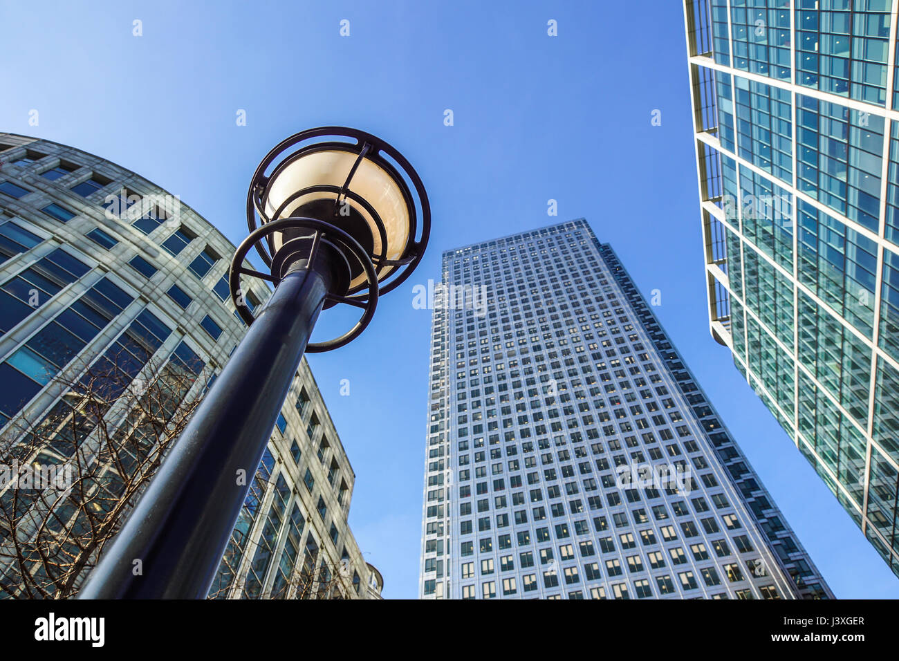 Street lamp and London Southwark buildings . Bottom view Stock Photo ...
