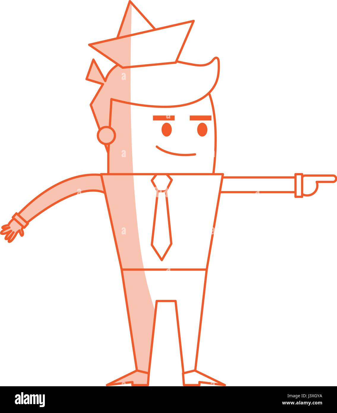 red silhouette image cartoon man leader business with paper boat cap ...