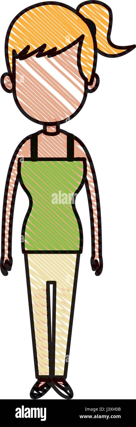 drawing woman character female standing design Stock Vector Image & Art ...
