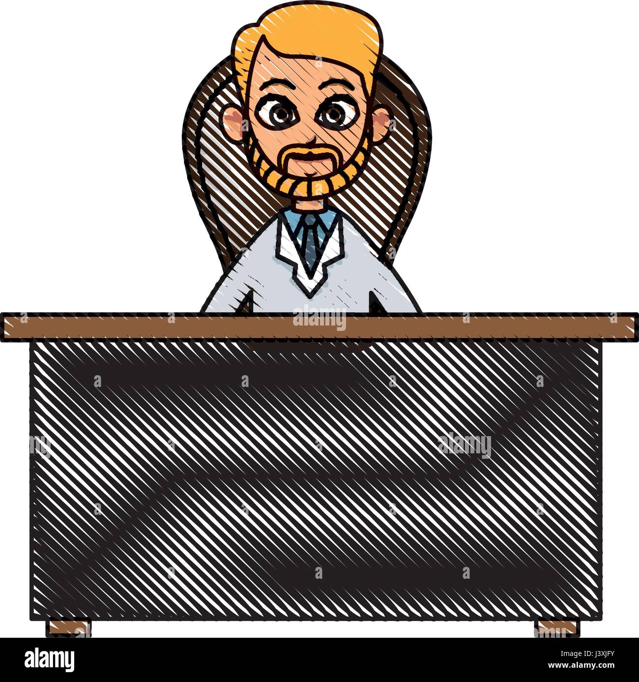 drawing doctor man working desk chair consult Stock Vector Image & Art ...