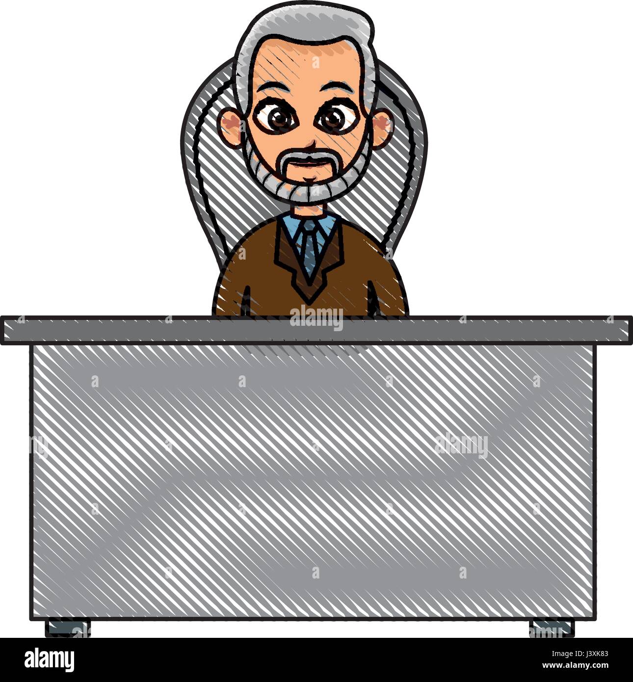 drawing doctor working desk physician image Stock Vector Image & Art ...