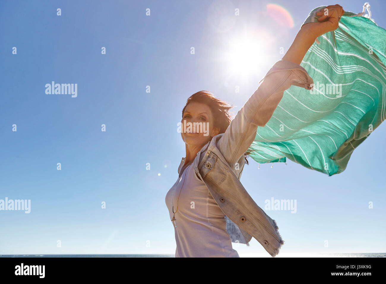 Woman In Scarf With The Wind