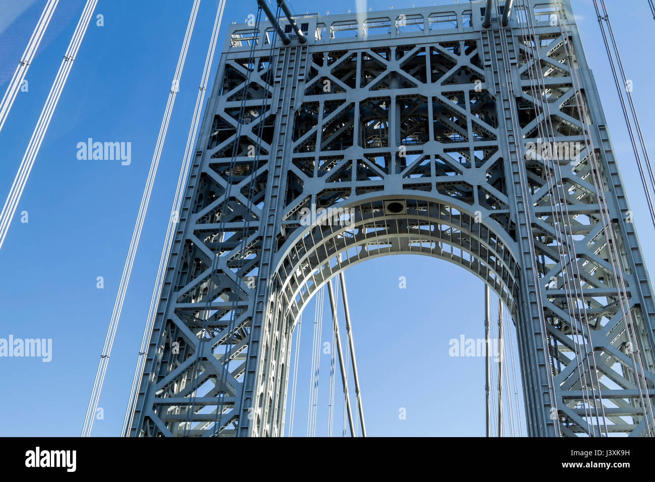 View of George Washington Bridge over Hudson River. Close up Stock ...